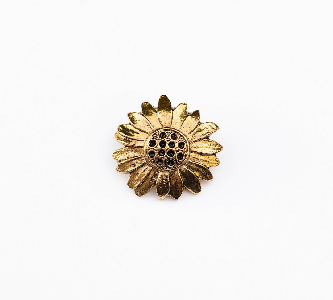34mm Vintage Gold Tone Metal Sunflower/daisy Shank Buttons, Large Gold ...