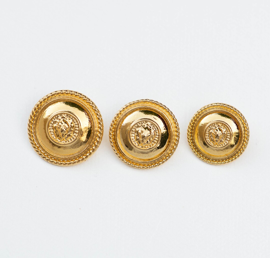 28mm, 26mm, 23mm, Vintage Gold Metal Shank Buttons With Rope Rim and ...