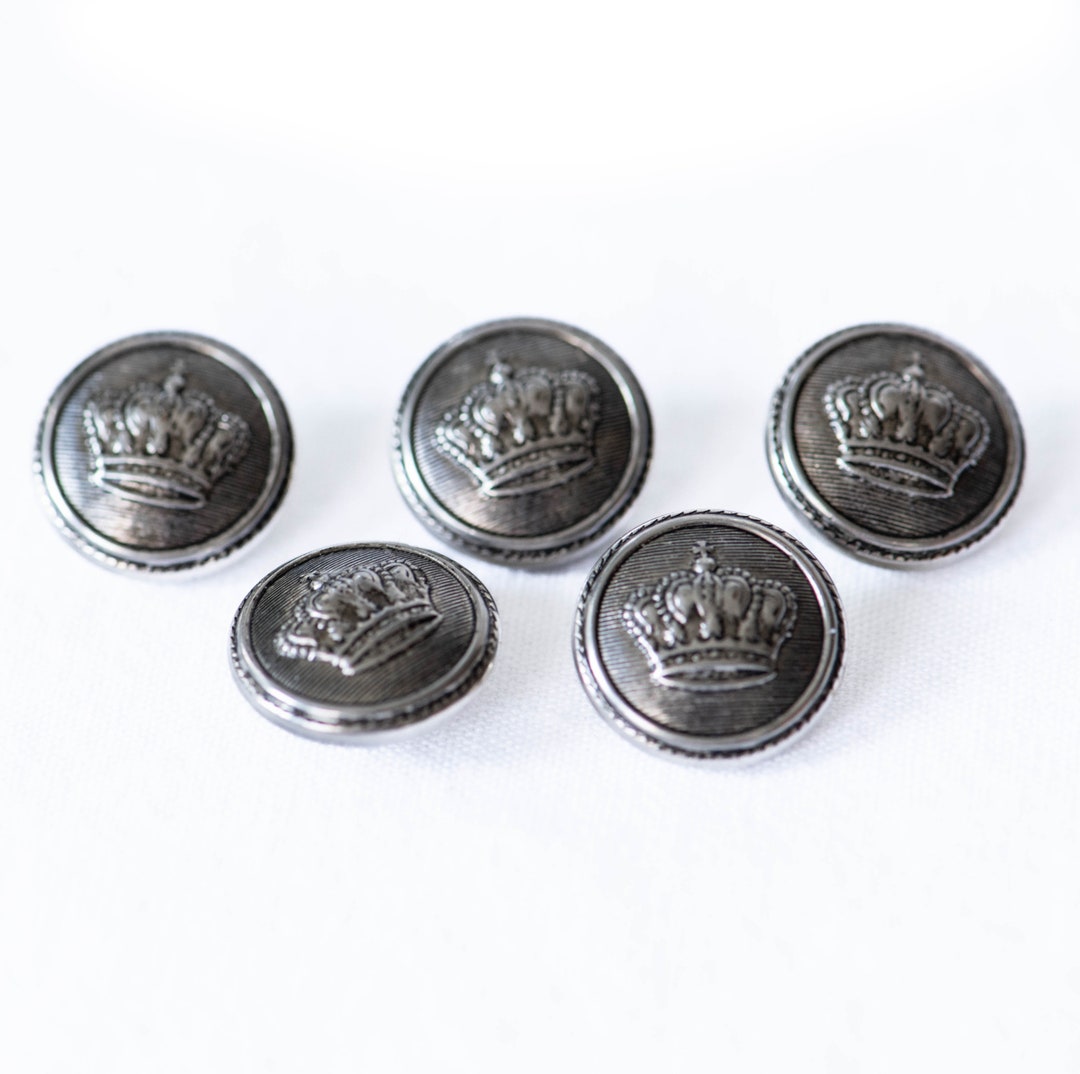 Set of 5 Vintage Metal English Buttons With Embossed Crown Motif ...