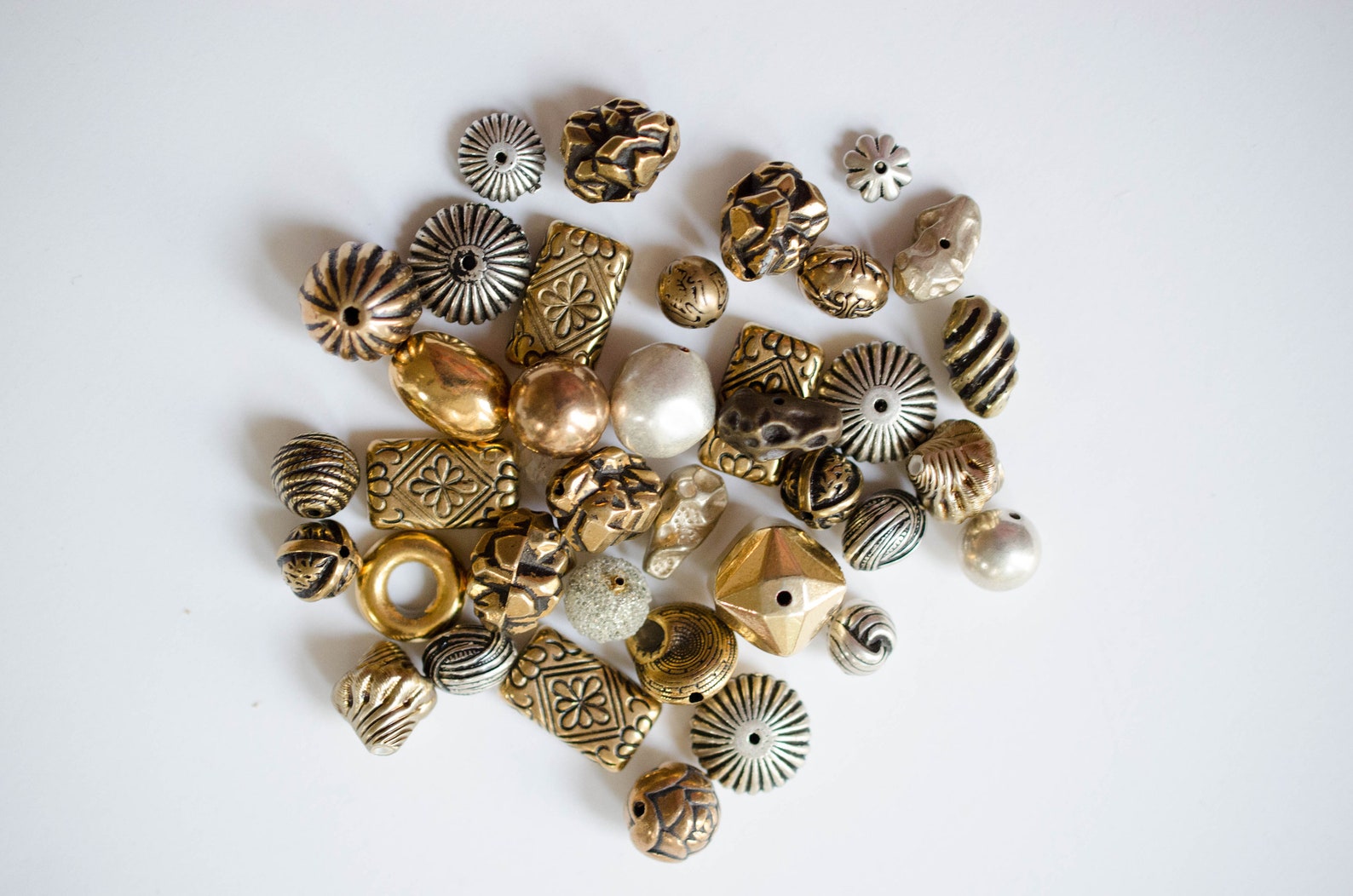 Mixed Lot of Vintage German Beads Ornamented Metallic Plastic | Etsy