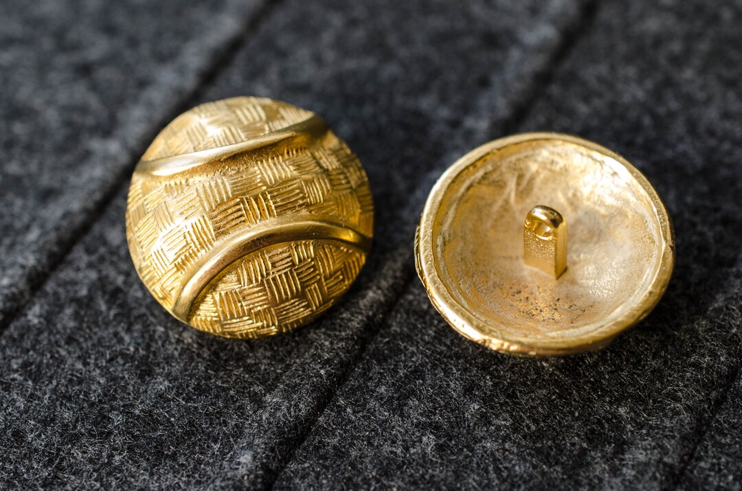 25mm, Vintage Gold Metal Dome Shank Buttons Gold Plated Solid Brass ...
