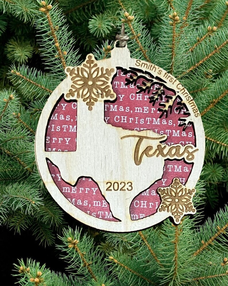 Personalized Texas Ornament, State Cutout, Christmas Gift - Etsy