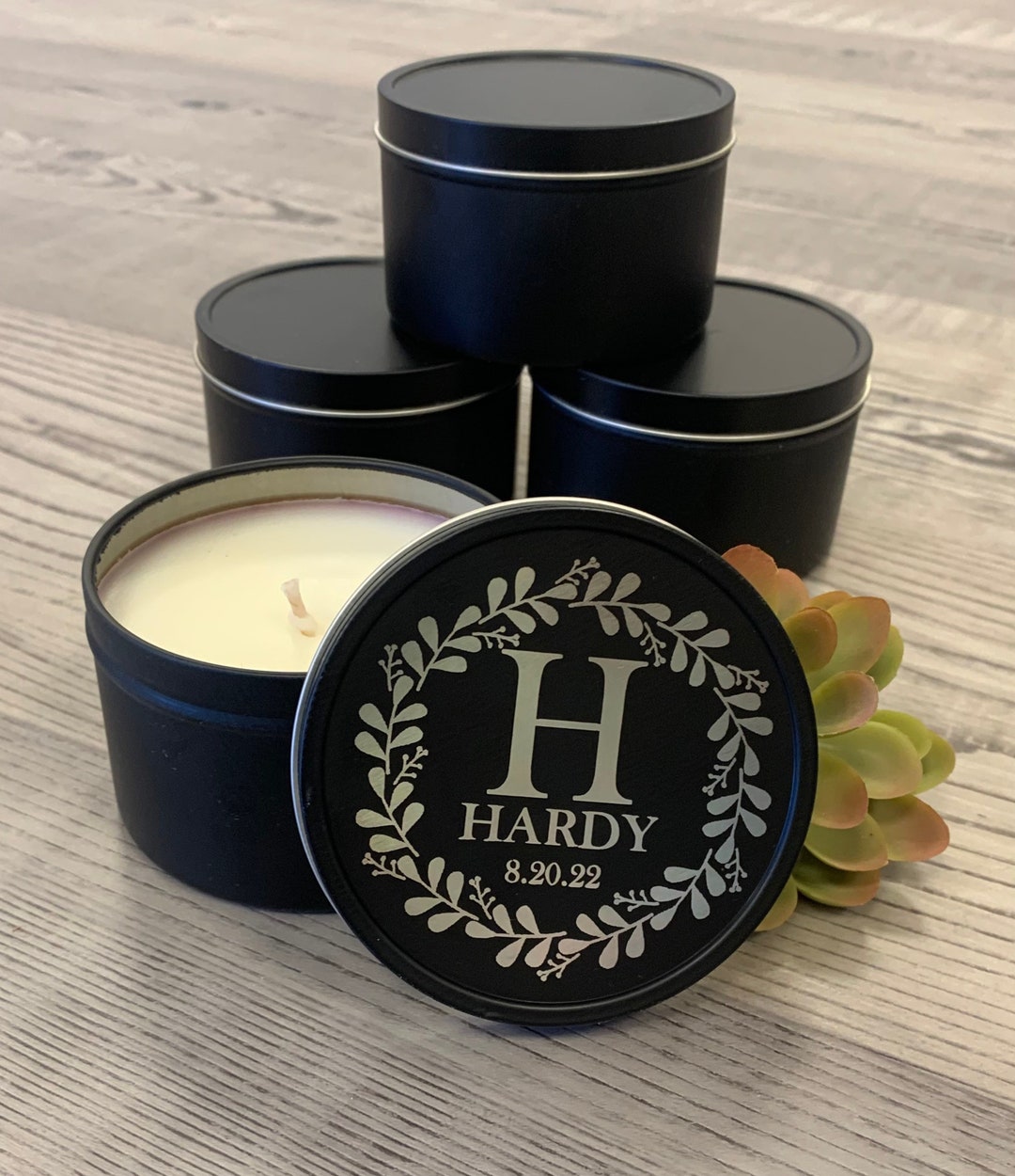 Custom Wedding Candles Tin Candles Wedding Candle Favors 8 Etsy