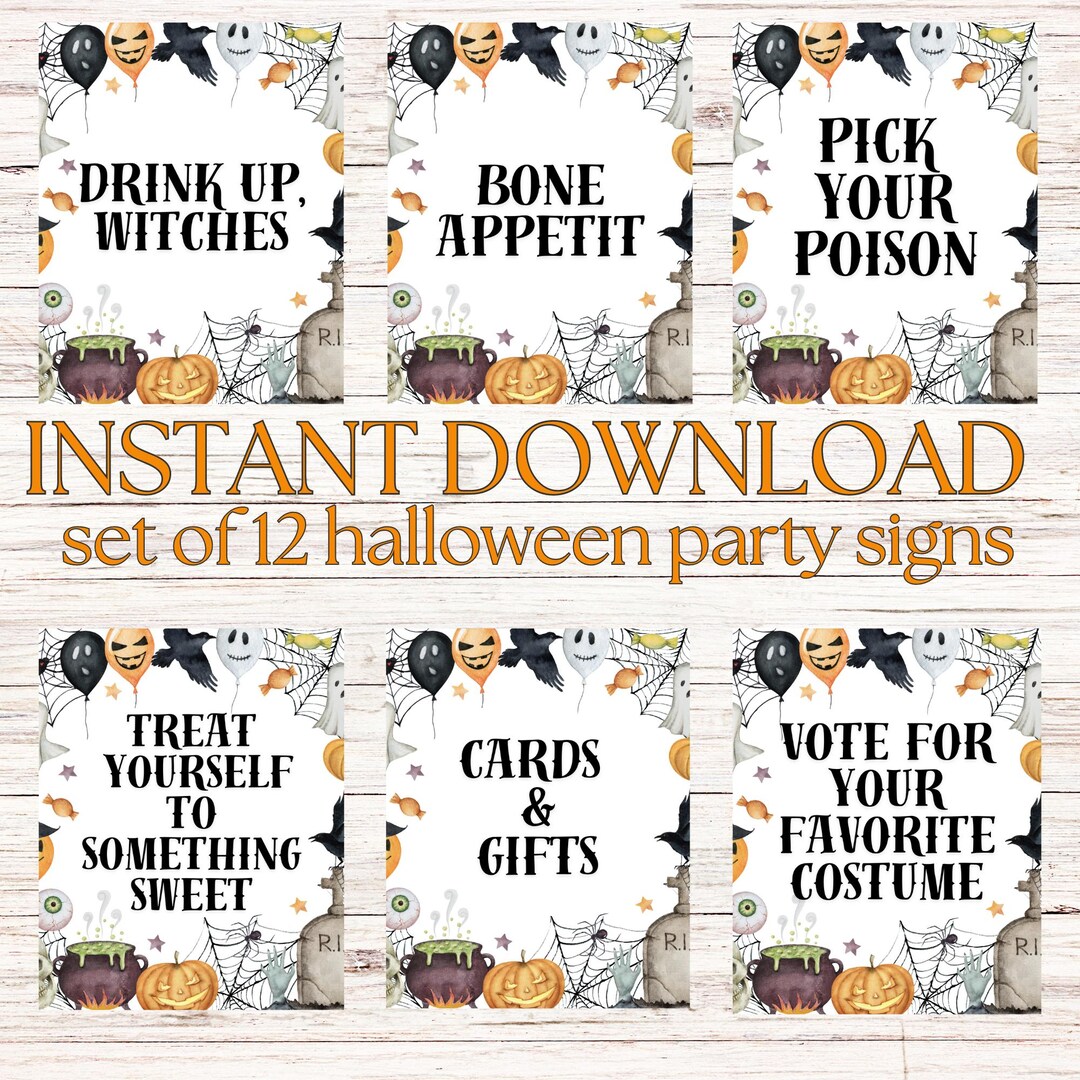 Set of 12 Printable 8x10 Halloween Signs | Funny and Spooky Instant ...