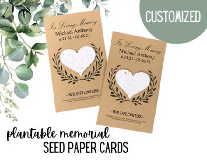 In Loving Memory Seed Paper Memorial Card Sympathy Seed Card Memorial ...