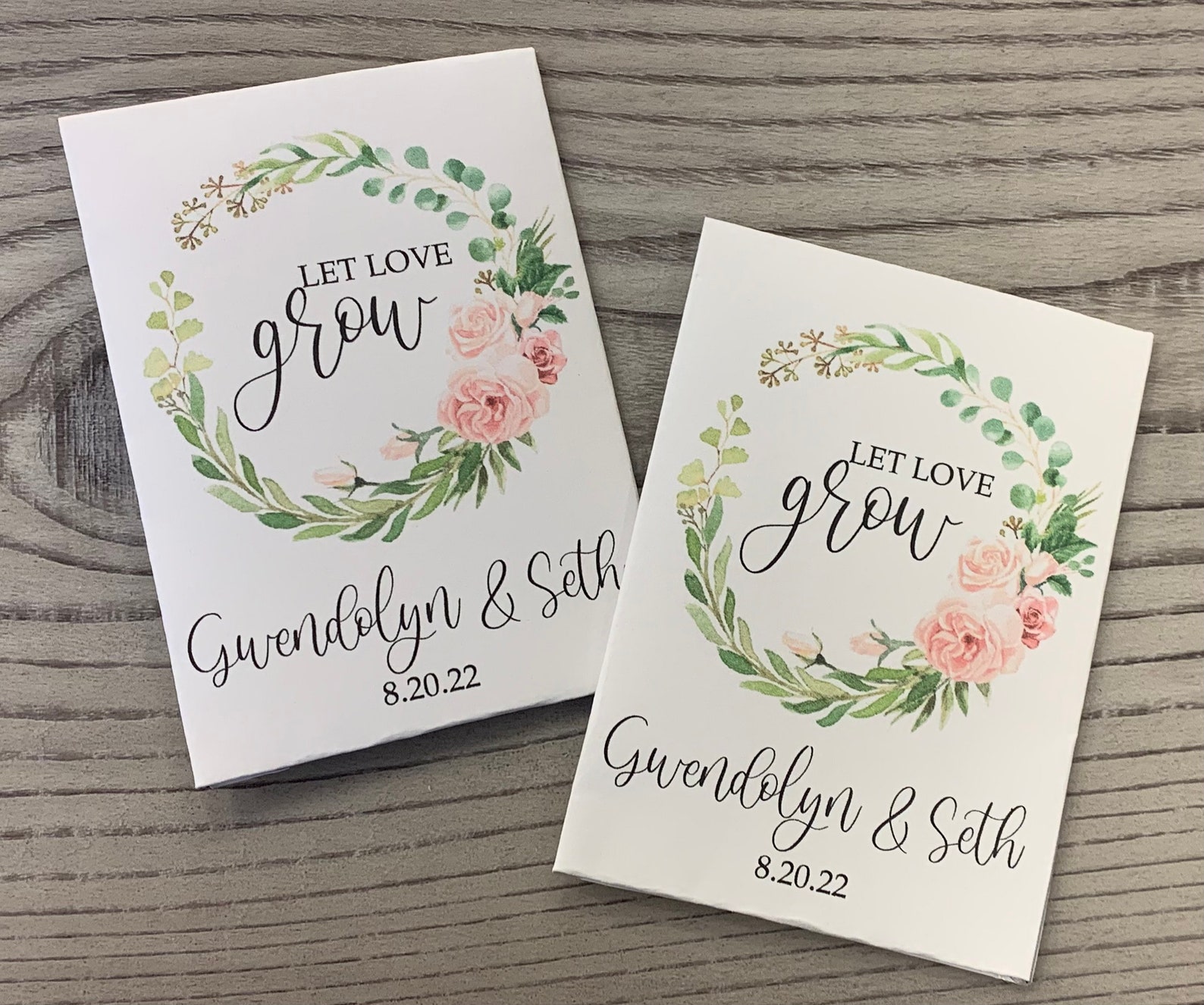 Pink Floral With Greenery Wedding Seed Packets Floral Wedding - Etsy