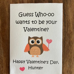 Personalized Owl Valentines, Owl Valentines Day Card Alternative, Owl ...
