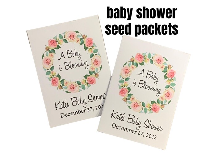 Boho Blush Floral Baby in Bloom Flower Seed Packets for Baby Shower ...