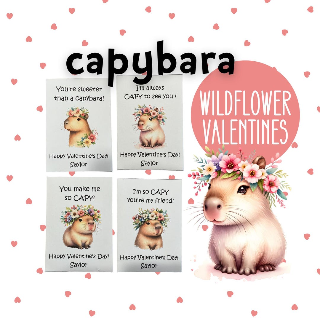 Capybara Valentines, Capybara Valentine Seed Packets, Capybara ...