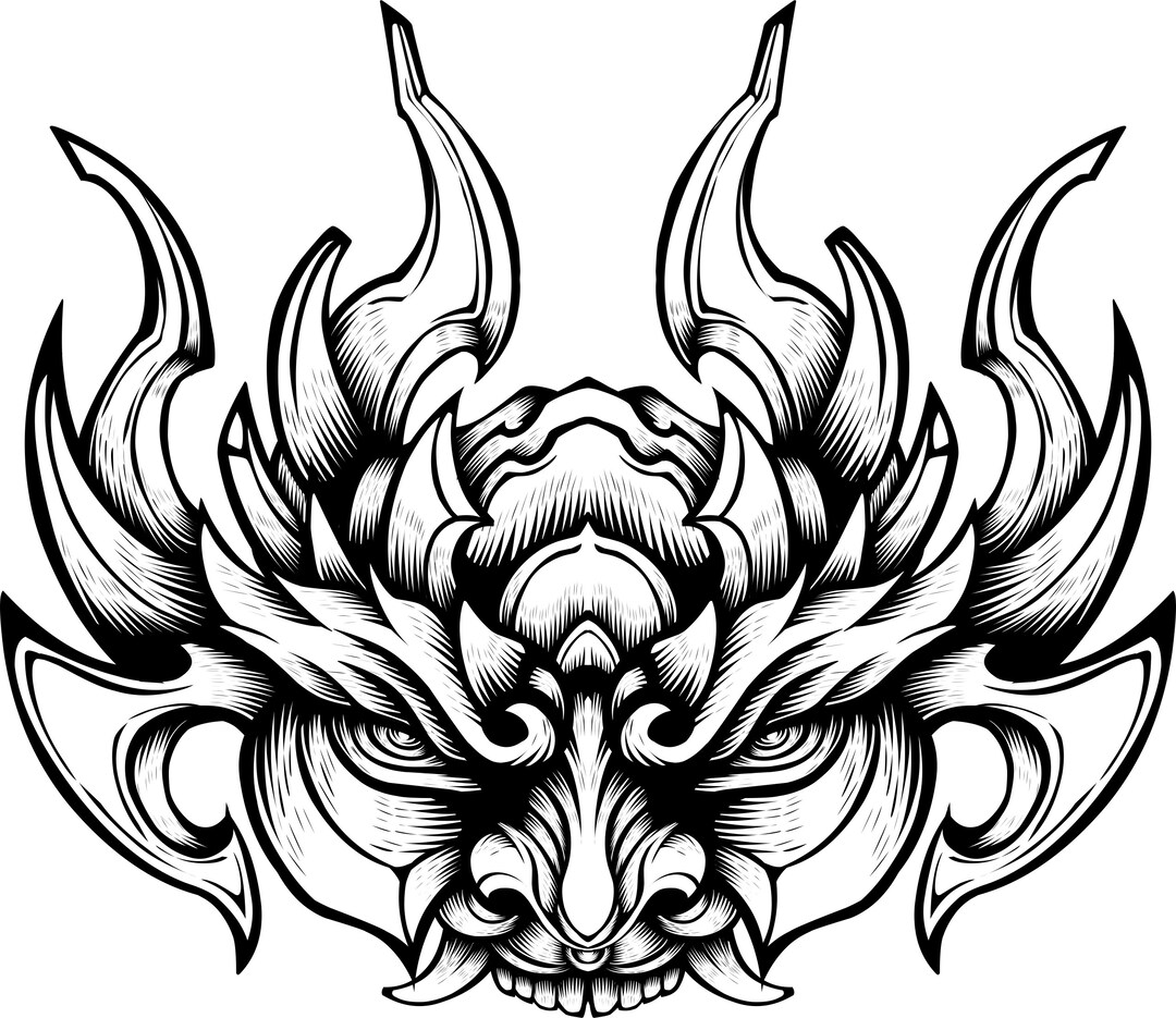 Oni Mask Vector Tattoo SVG AI DXF Jpg - Etsy Canada