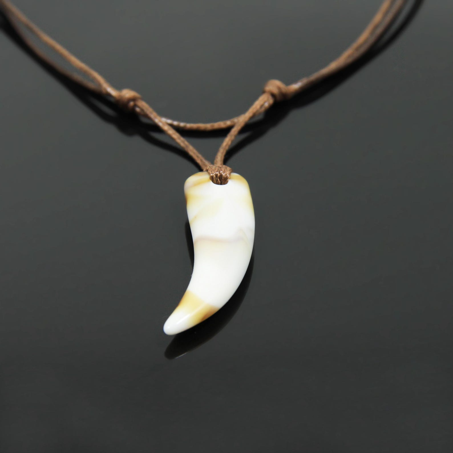 Tooth Necklace, Plastic Faux Fang Tribal Lion Teeth Jewelry, Amulet ...