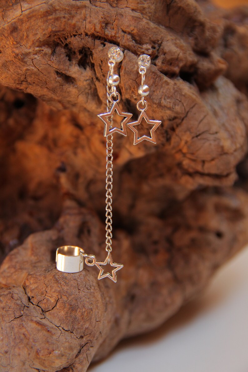 Star Ear Cuff Earrings Dangle Non Pierced Fake Ear Cuffs Etsy