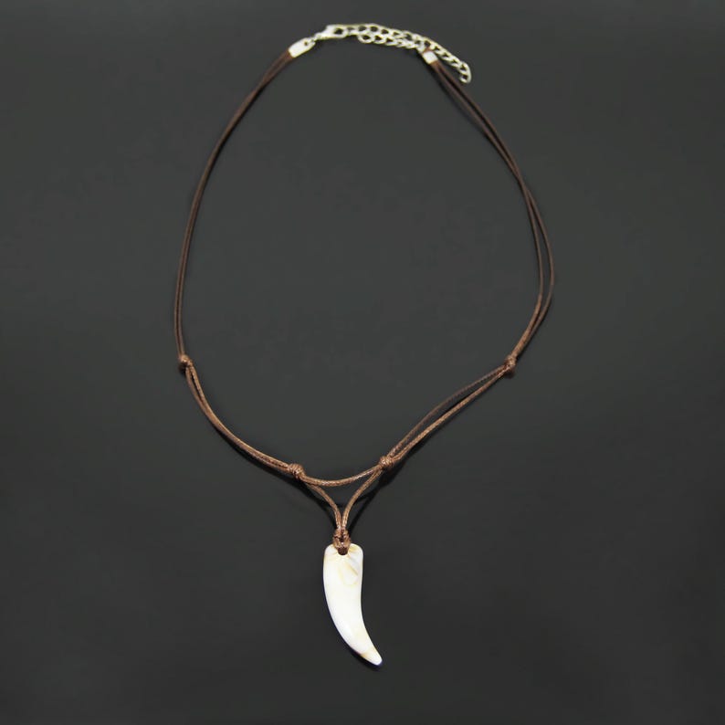 Tooth Necklace, Plastic Faux Fang Tribal Lion Teeth Jewelry, Amulet ...