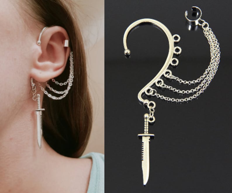 Sword Cuff Earrings No Piercing Ear Wrap Pirate Cosplay - Etsy