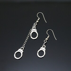 Handcuff Earrings, Cop Mismatched Earrings, Hand Cuff Gangsta Dangle ...