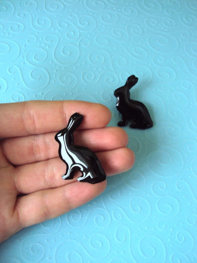 Black Bunny Brooch Minimalist Rabbit Jewelry Epoxy Resin Pin - Etsy