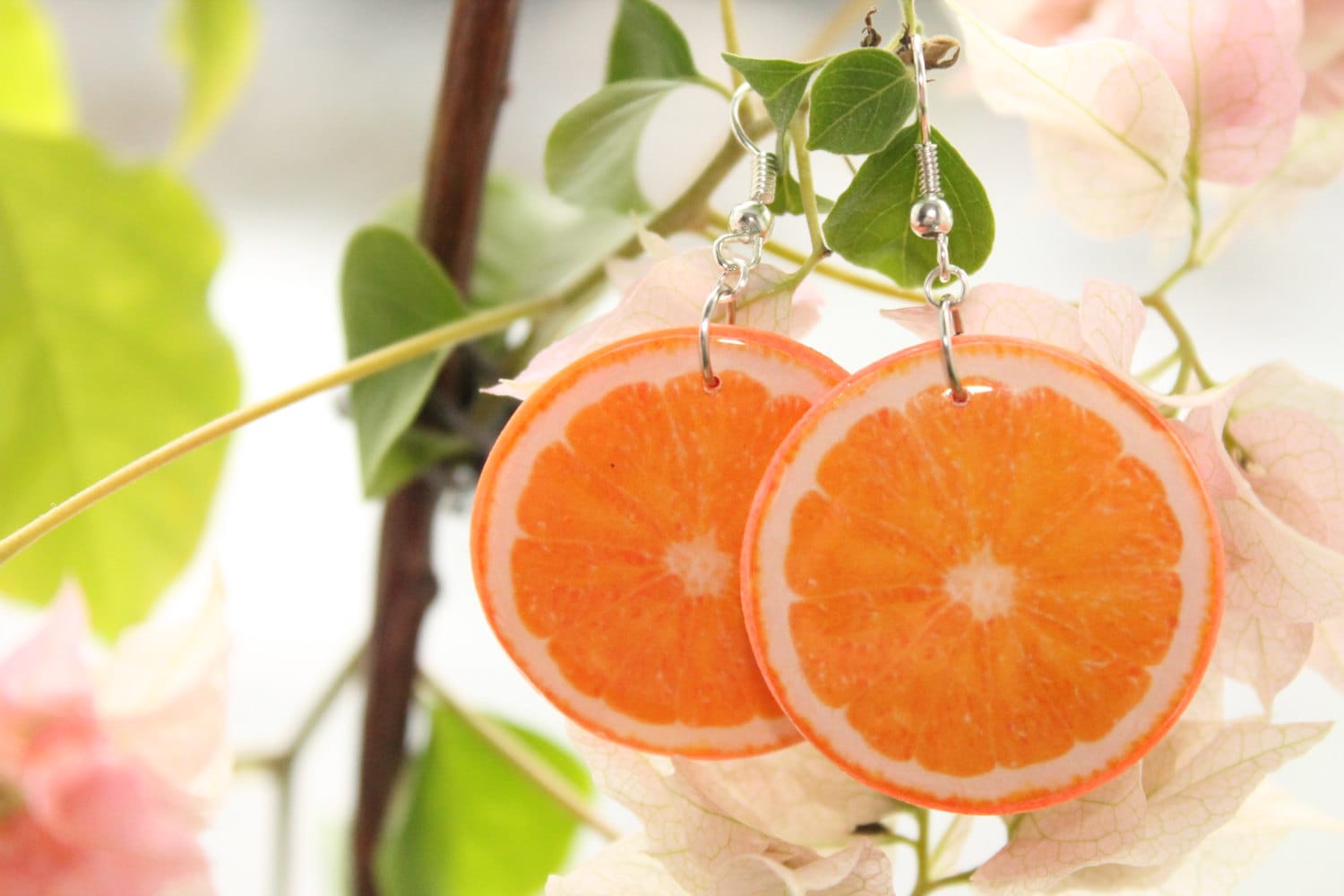 Orange Slice Earrings Fruit Polymer Clay Epoxy Resin Bright Jewelry ...
