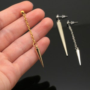 Spike Earring Silver Dangle Spiked Punk Gothic Stud Earring Steampunk Guys Earrings Cyberpunk ...