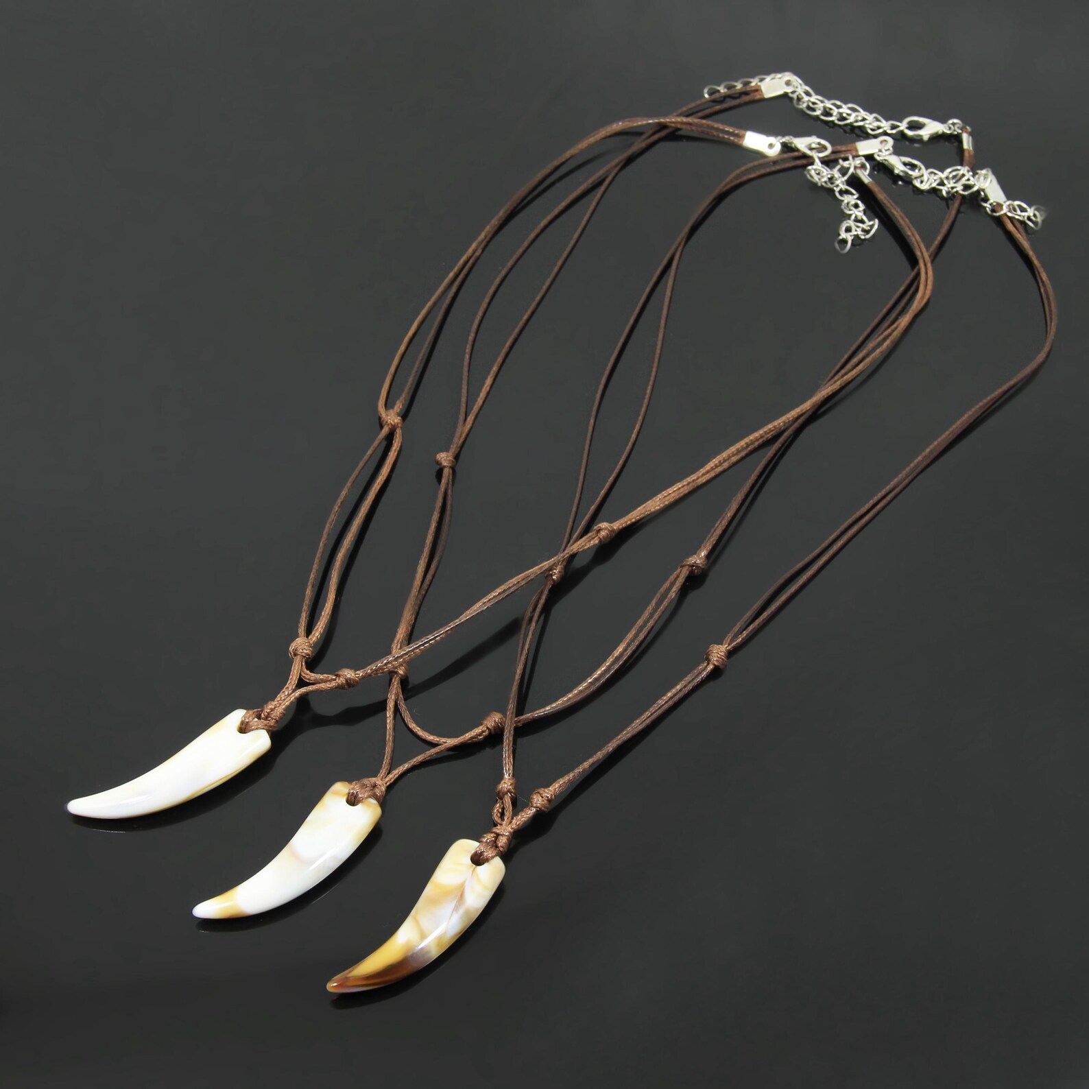Tooth Necklace, Plastic Faux Fang Tribal Lion Teeth Jewelry, Amulet ...