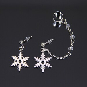 Snowflake Ear Cuff Snow Flake Earrings Christmas Fake Piercing Stud Ear ...