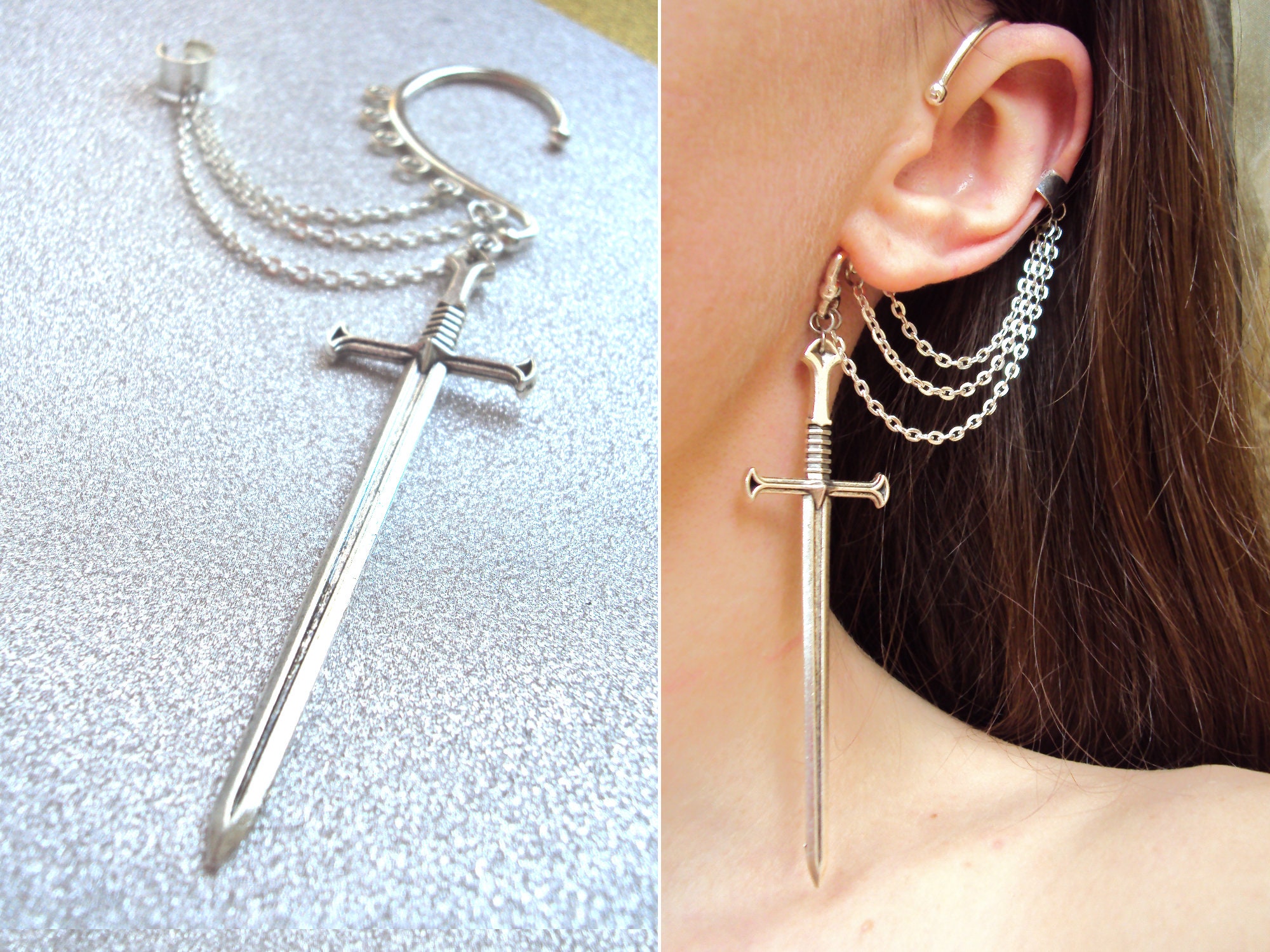 Sword Cuff Earrings No Piercing Ear Wrap Pirate Cosplay - Etsy Canada