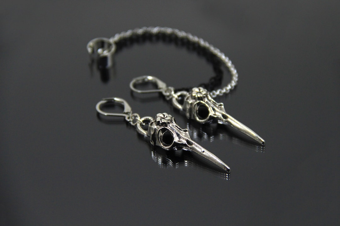 Raven Skull Ear Cuff Earrings, Non Pierced Cartilage Ear Wrap, Bird ...