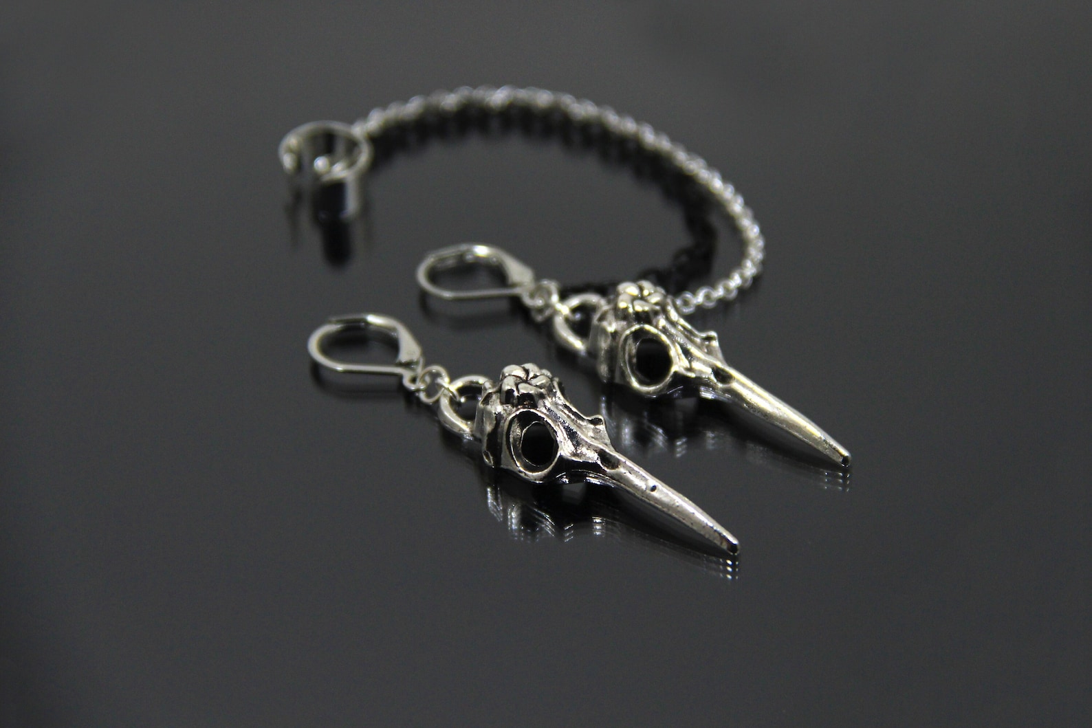 Raven Skull Ear Cuff Earrings, Non Pierced Cartilage Ear Wrap, Bird ...