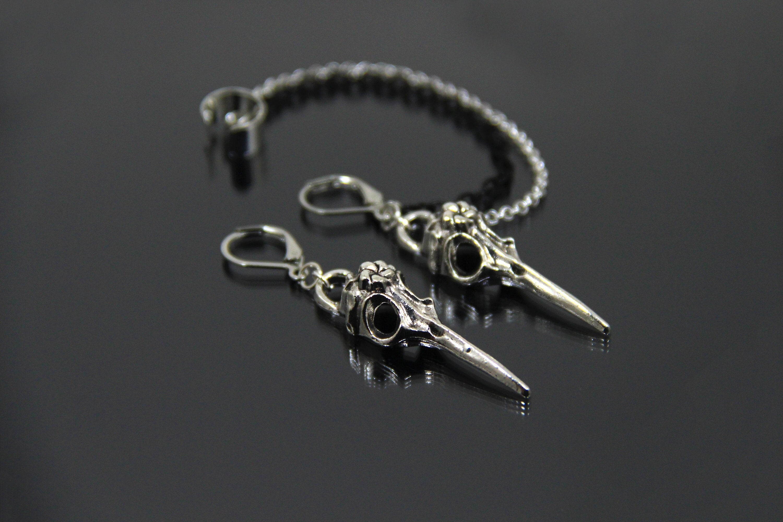 Raven Skull Ear Cuff Earrings, Non Pierced Cartilage Ear Wrap, Bird ...