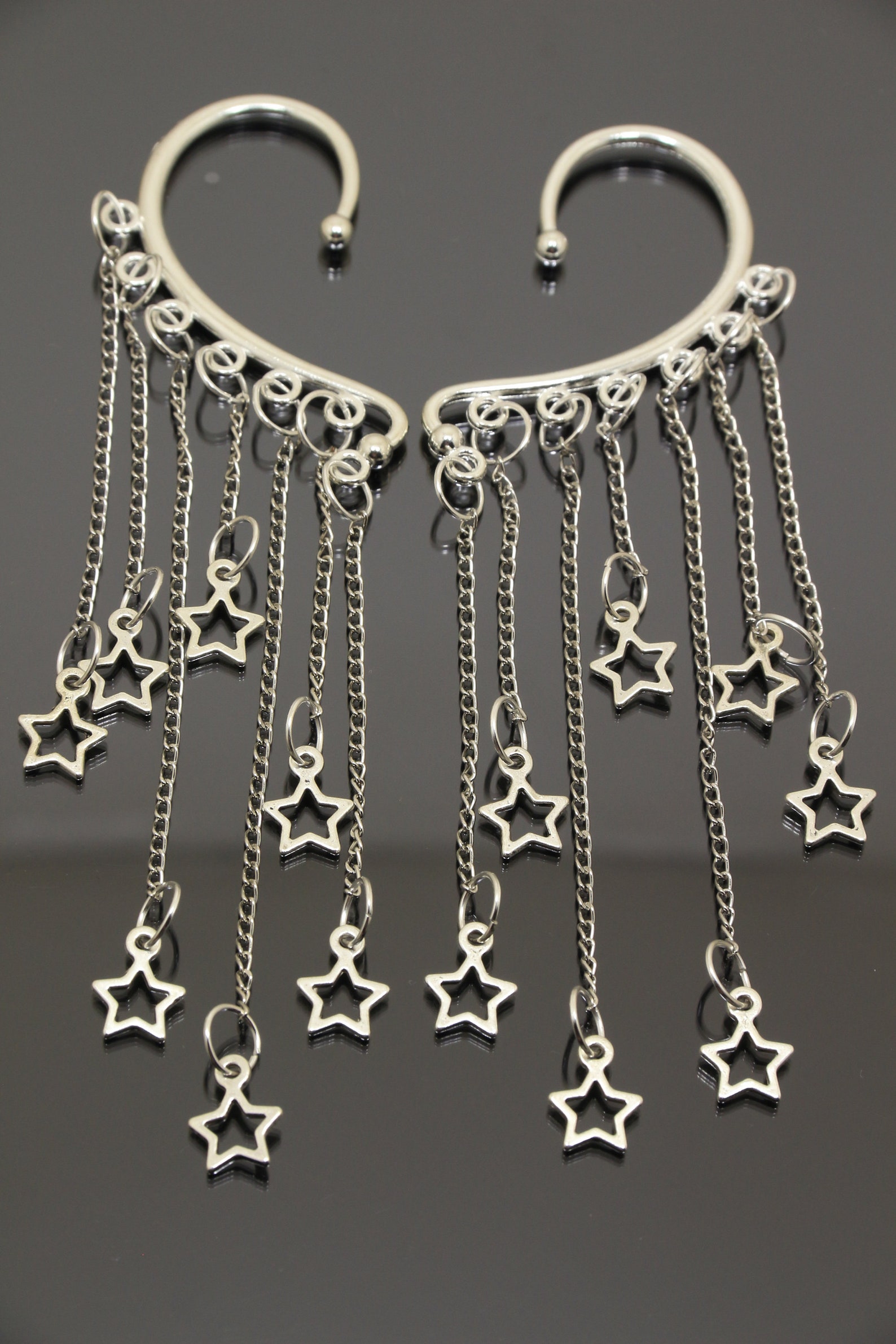 Star Ear Cuff Silver Ear Cuffs Earrings No Piercing Fake | Etsy