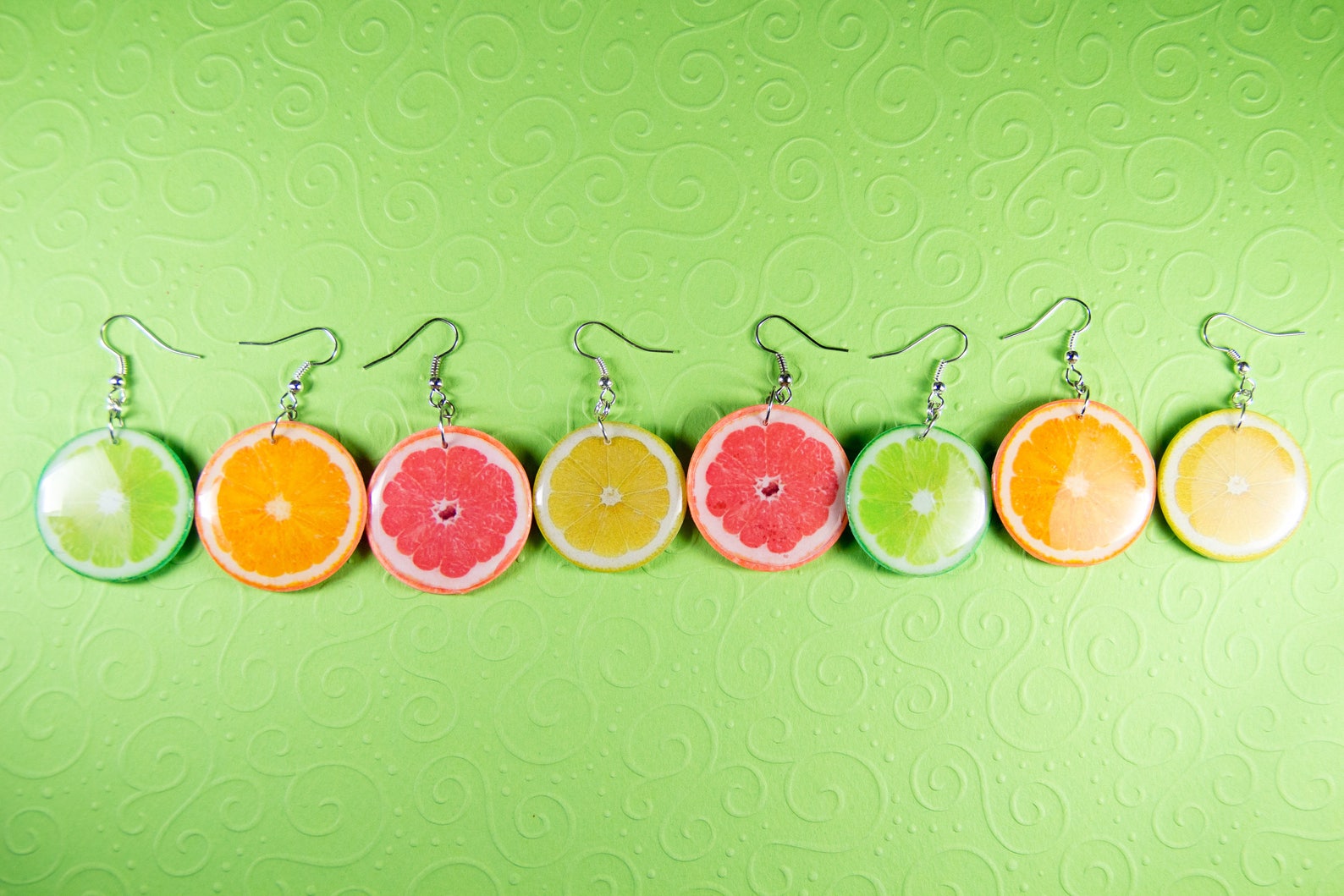 Orange Slice Earrings Fruit Polymer Clay Epoxy Resin Bright Jewelry ...
