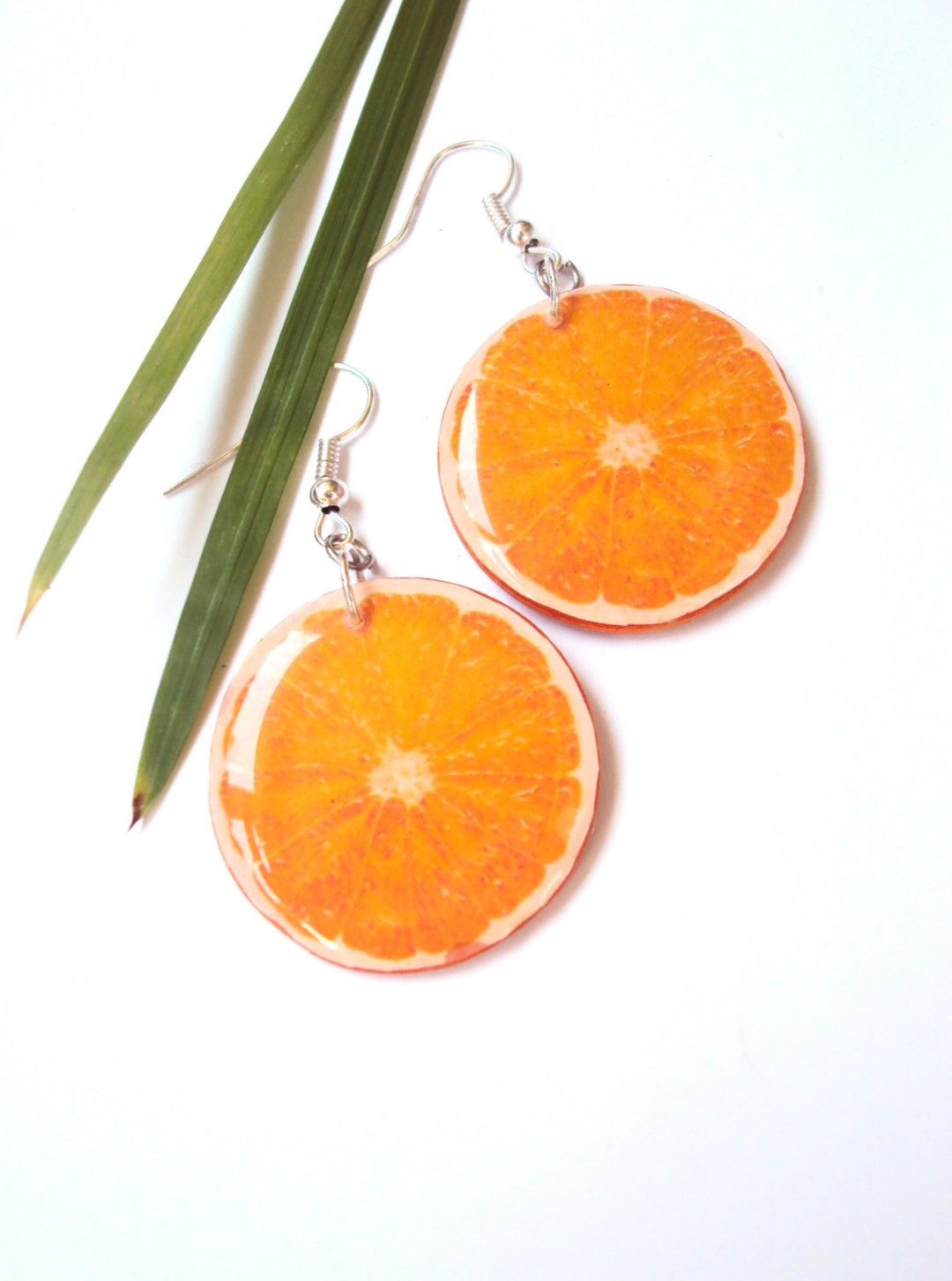 Orange Slice Earrings Fruit Polymer Clay Epoxy Resin Bright Jewelry ...