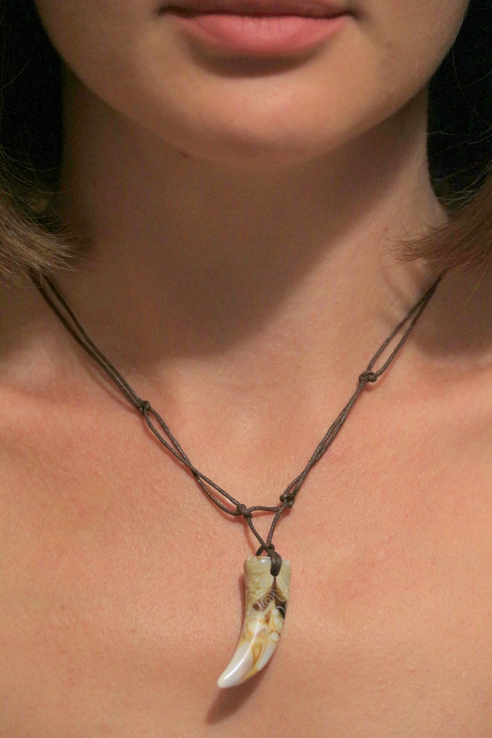 Tooth Necklace, Plastic Faux Fang Tribal Lion Teeth Jewelry, Amulet ...