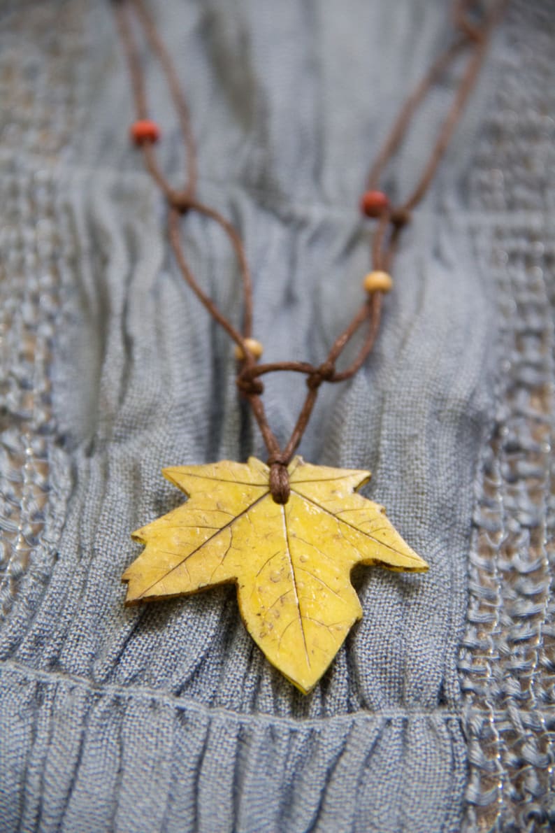 Yellow Leaf Necklace Autumn Maple Leaves Pendant Fall Leaf | Etsy