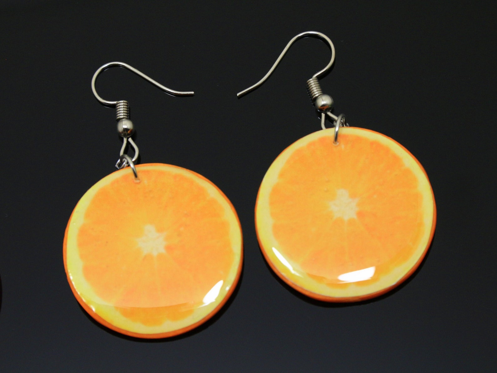 Orange Slice Earrings Fruit Polymer Clay Epoxy Resin Bright - Etsy Israel