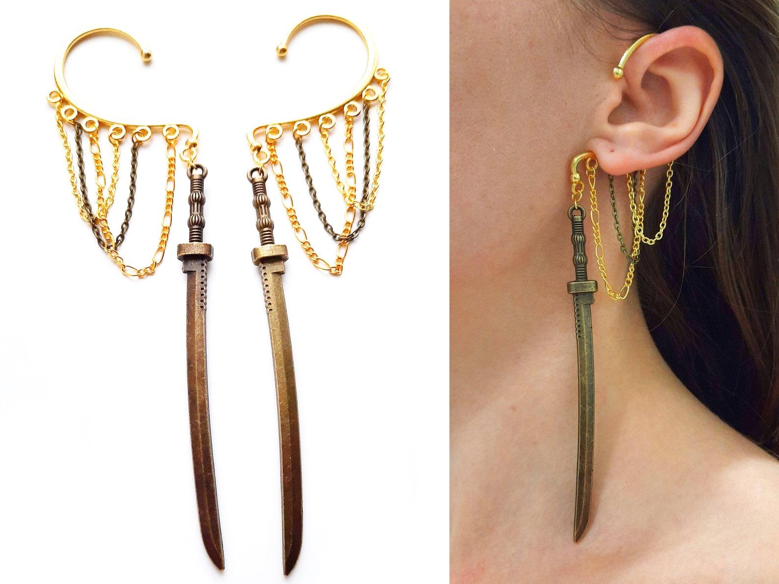 Sword Cuff Earrings No Piercing Ear Wrap Pirate Cosplay - Etsy
