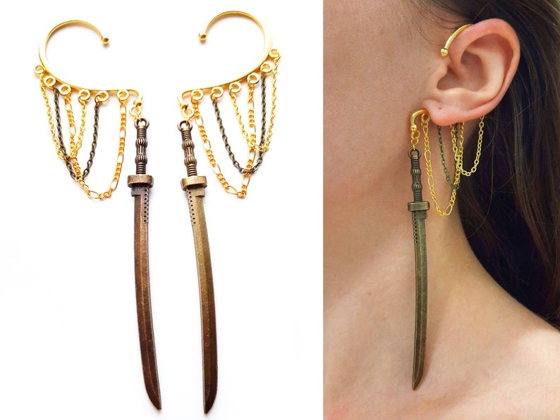 Sword Cuff Earrings No Piercing Ear Wrap Pirate Cosplay - Etsy