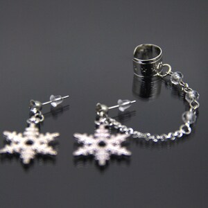 Snowflake Ear Cuff Snow Flake Earrings Christmas Fake Piercing Stud Ear ...