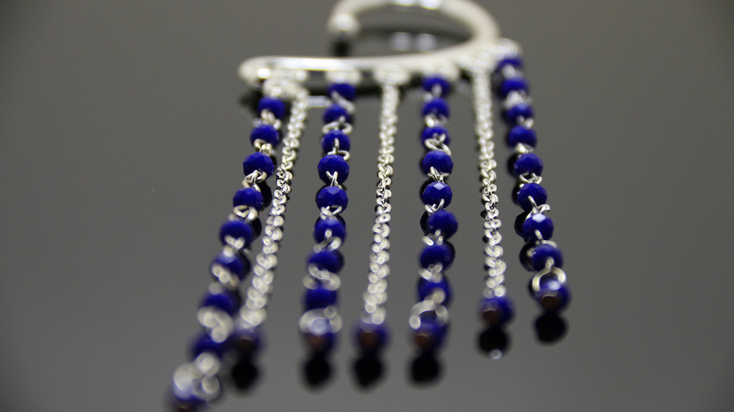 Royal Blue Ear Cuff Sapphire Beaded Earrings Cobalt Blue Wedding ...