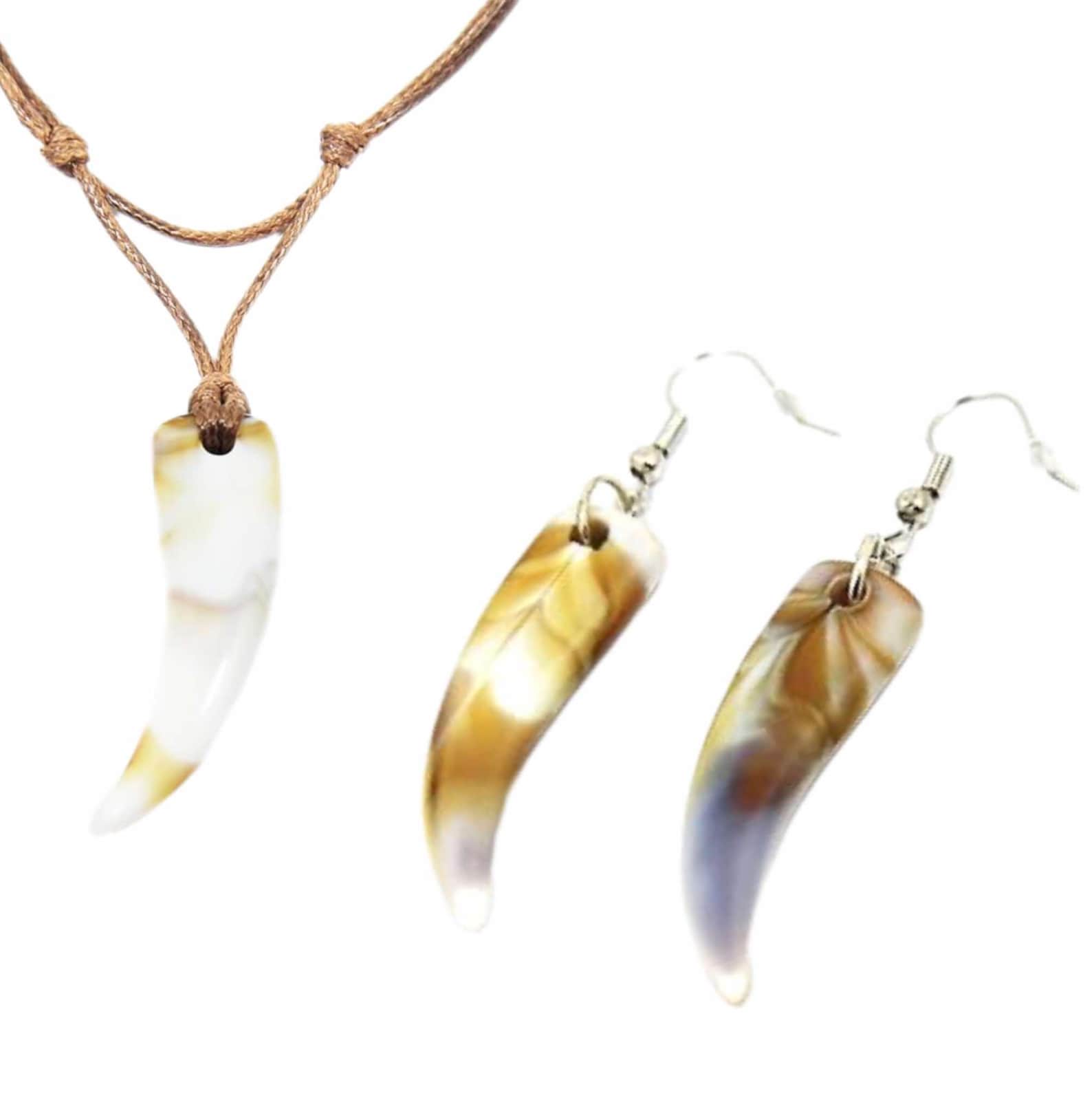 Tooth Necklace, Plastic Faux Fang Tribal Lion Teeth Jewelry, Amulet ...