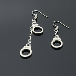 Handcuff Earrings, Cop Mismatched Earrings, Hand Cuff Gangsta Dangle ...