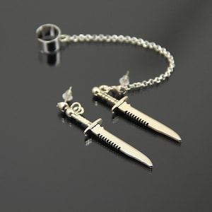 Dagger Knife Earrings Pirate Cosplay Ear Cuff Cowboy Brutalist ...