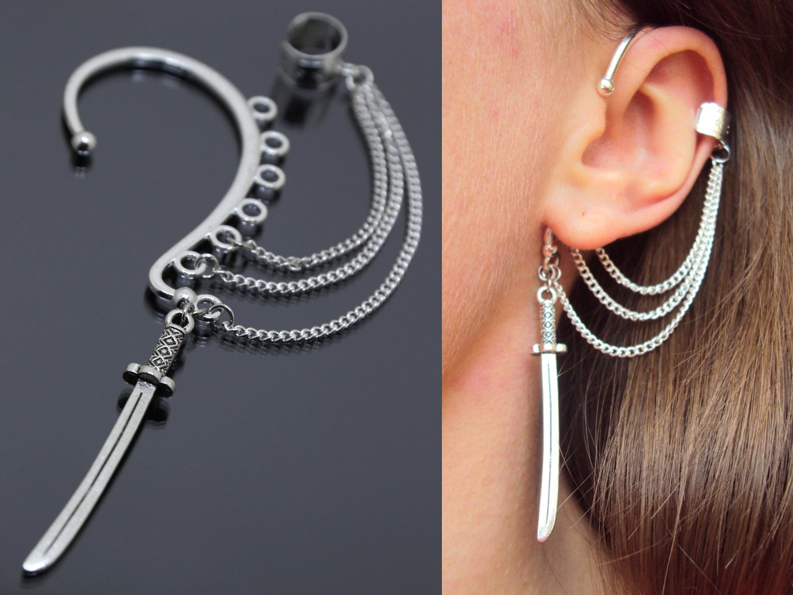 Sword Cuff Earrings No Piercing Ear Wrap Pirate Cosplay - Etsy