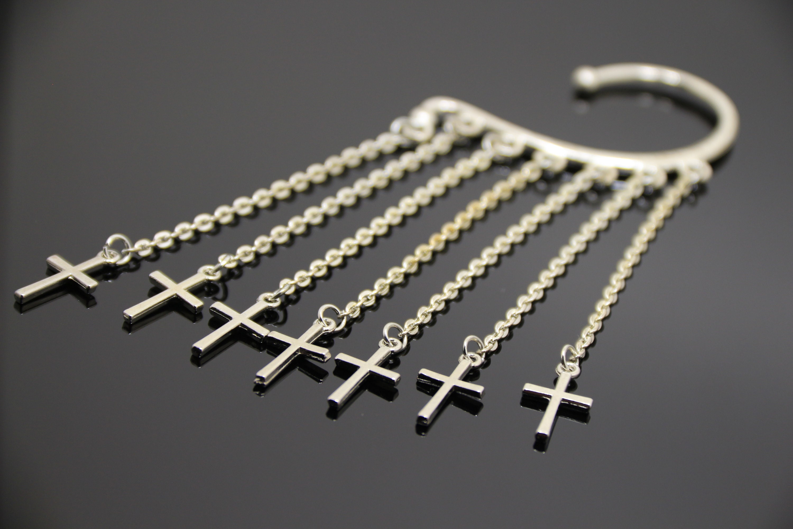 Cross Ear Cuff Non Pierced Earrings for Women Long Chain - Etsy