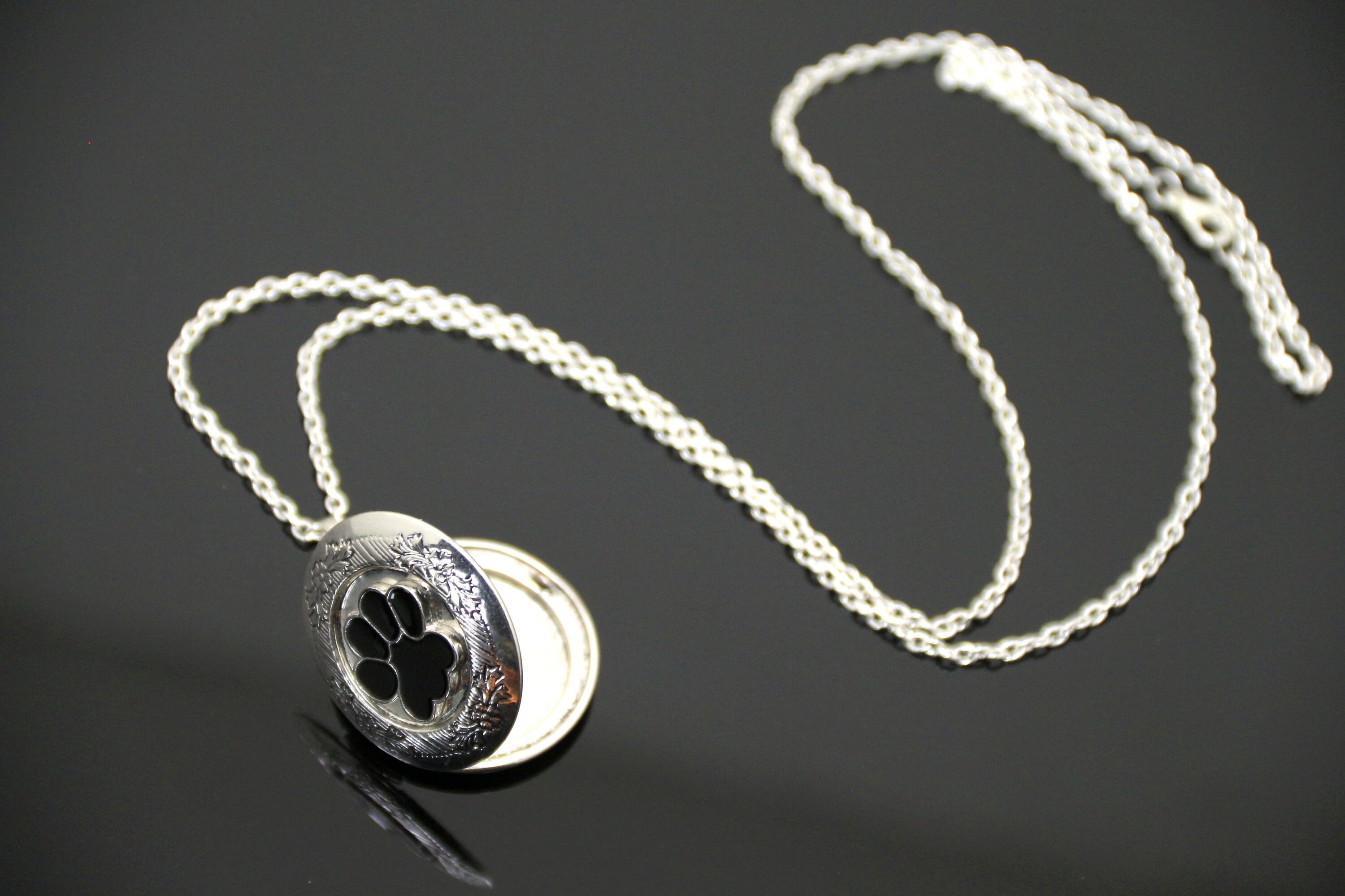 Pet memorial locket necklace Dog paw custom medallion Pet | Etsy