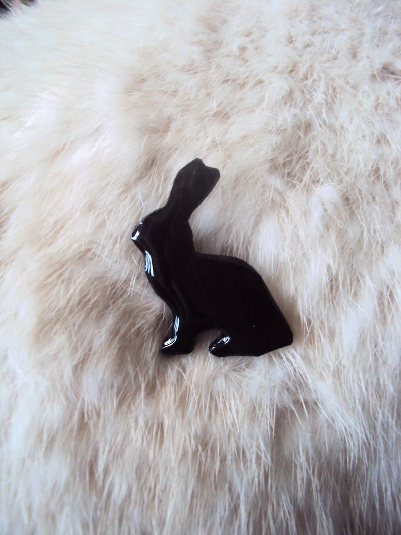 Black Bunny Brooch Minimalist Rabbit Jewelry Epoxy Resin Pin - Etsy