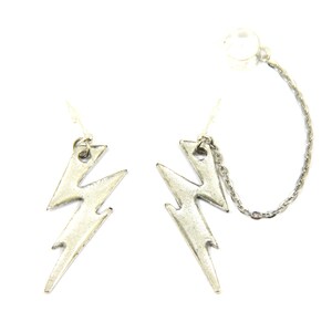 Lightning Bolt Earring Silver Dangle Large Earrings Thunderbolt Flash ...