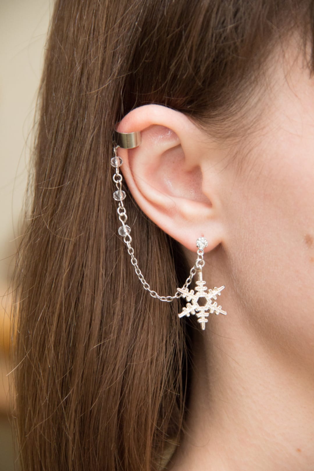Snowflake Ear Cuff Snow Flake Earrings Christmas Fake Piercing - Etsy