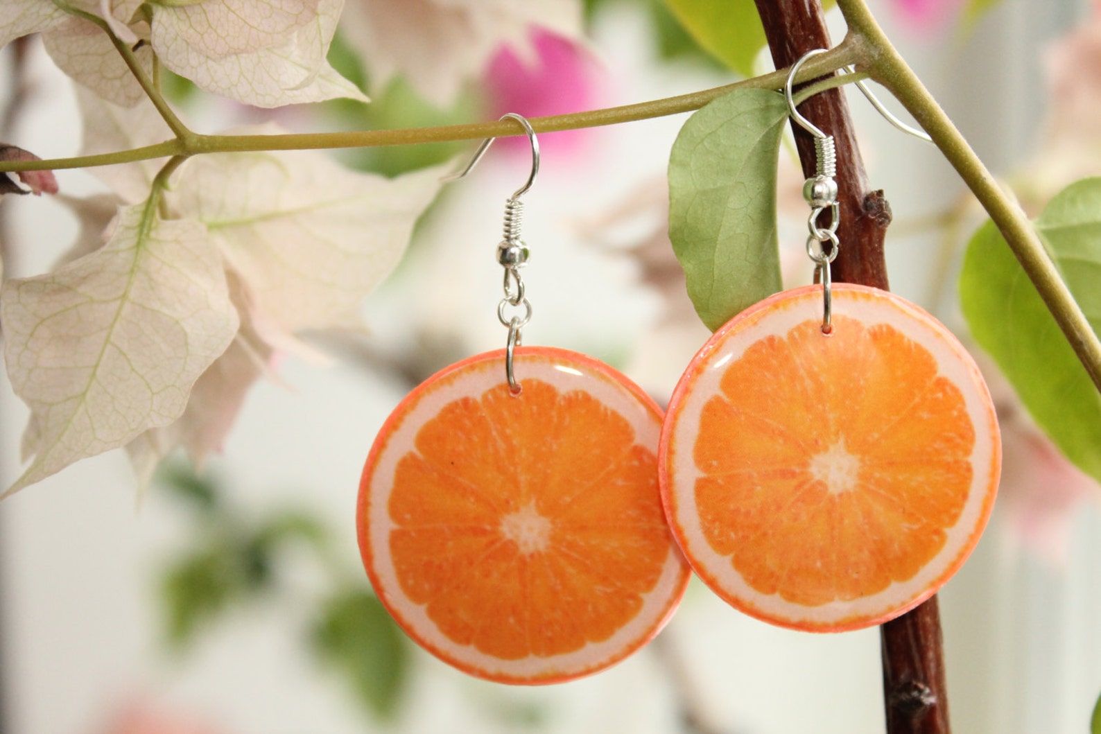 Orange Slice Earrings Fruit Polymer Clay Epoxy Resin Bright Jewelry ...