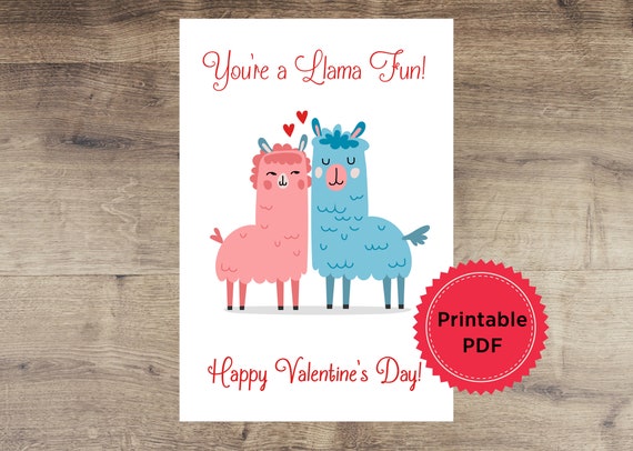 Printable Llama Valentine's Day Card With Envelope | Etsy