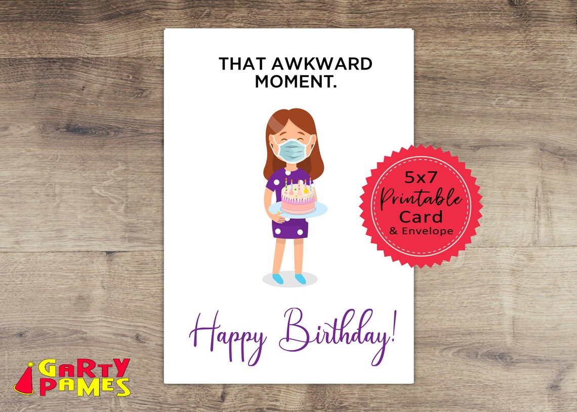 Quarantine Birthday, Printable Funny Greeting Card - Instant PDF ...